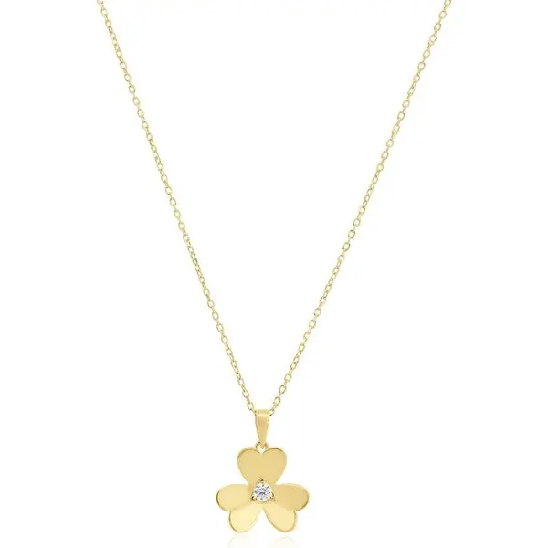 THE LOVERY FINE JEWELRY Clover Petal Cubic Zirconia Necklace - Goldlated Sterling Silver