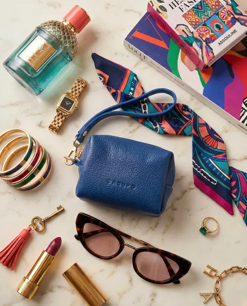 CASUPO Mini Zipper Bag With Wristlet - Cobalt Blue