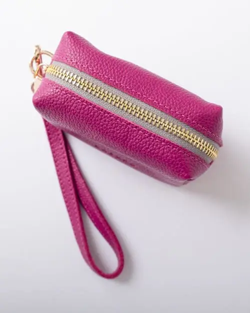 CASUPO Mini Zipper Bag With Wristlet - Fuchsia