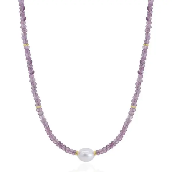 THE LOVERY FINE JEWELRY Amethyst Bead And Pearl Necklace - Purple