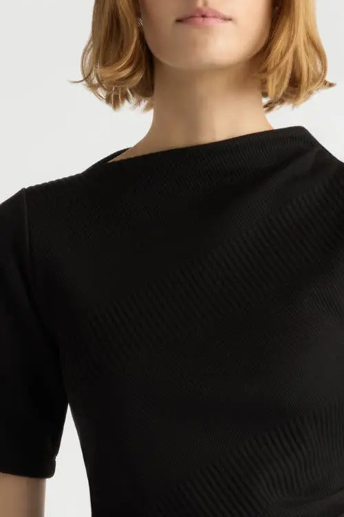 Modern Citizen Pauline Ribbed Asymmetric Neck Top