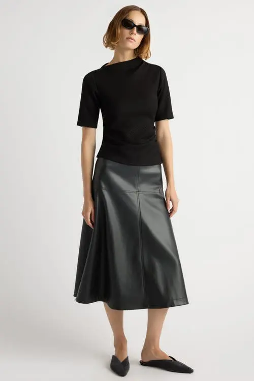 Modern Citizen Pauline Ribbed Asymmetric Neck Top