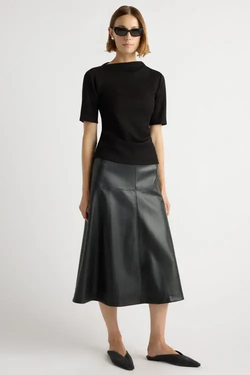 Modern Citizen Pauline Ribbed Asymmetric Neck Top