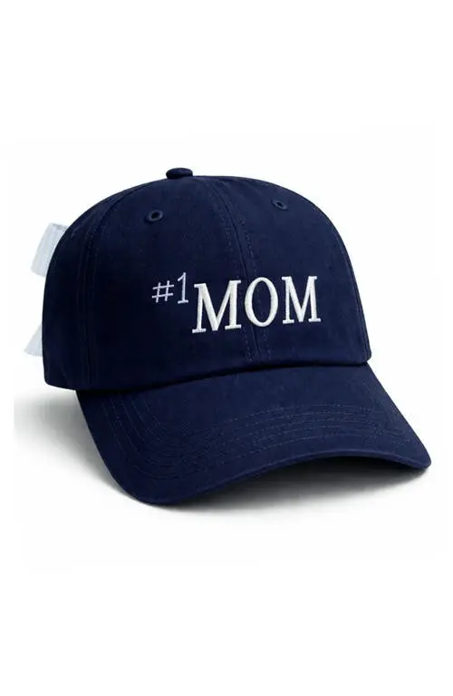 BITS & BOWS 1 Mom Bow Baseball Hat - Blue/navy Blue