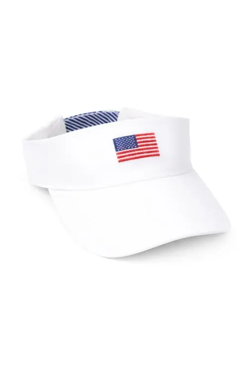 BITS & BOWS Embroidered American Flag Visor - White