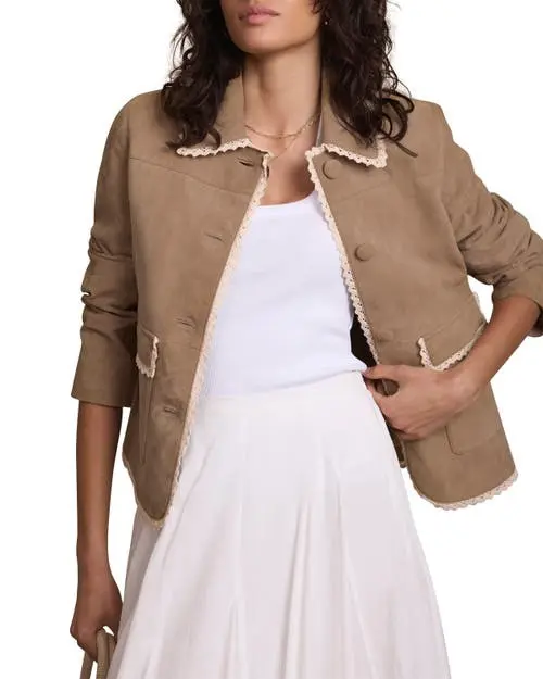 Mint Velvet Suede Crochet Trim Jacket
