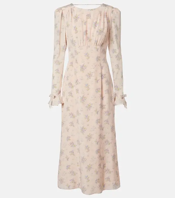 Alessandra Rich Floral Open-back Silk Midi Dress - Pink