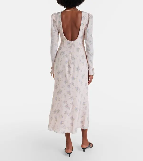 Alessandra Rich Floral Open-back Silk Midi Dress - Pink