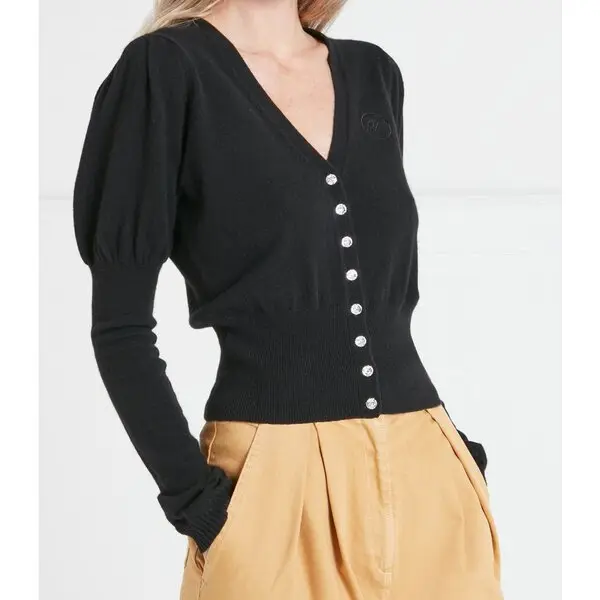 TEMPERLEY LONDON Tonal Logo Cashmere Cardigan - Black