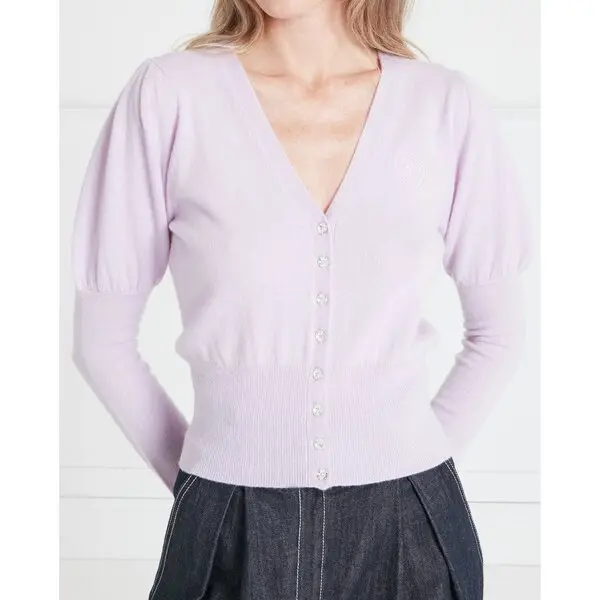 TEMPERLEY LONDON Tonal Logo Cashmere Cardigan - Purple