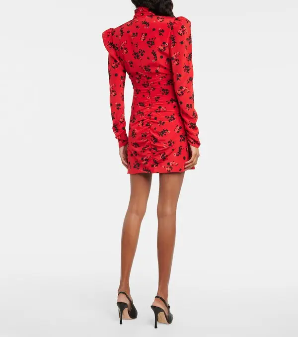 Alessandra Rich Floral Silk Minidress - Red