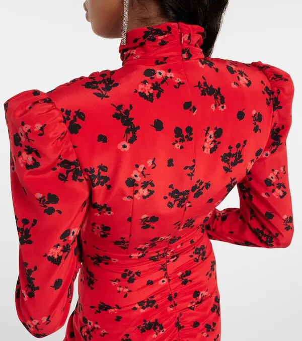 Alessandra Rich Floral Silk Minidress - Red