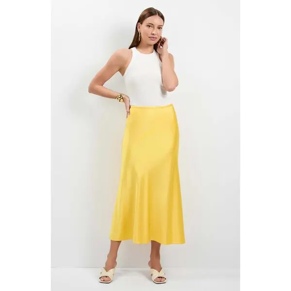 Trina Turk Rabina Flared Maxi Skirt - Lambretta Lemon