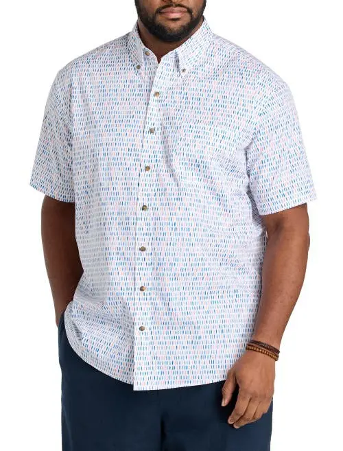HARBOR BAY BY DXL Big & Tall Easy-care Dashes Sport Shirt - White Multi