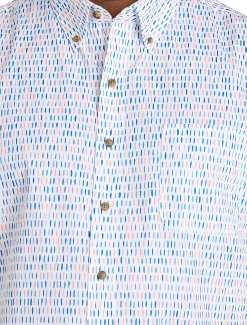 HARBOR BAY BY DXL Big & Tall Easy-care Dashes Sport Shirt - White Multi