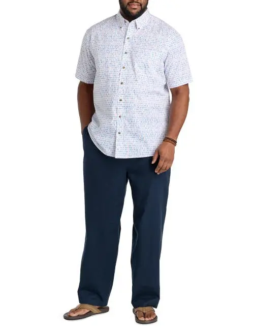 HARBOR BAY BY DXL Big & Tall Easy-care Dashes Sport Shirt - White Multi