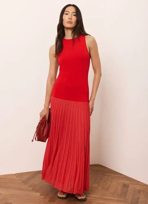 Mint Velvet Sleeveless Knit Pleated Maxi Dress