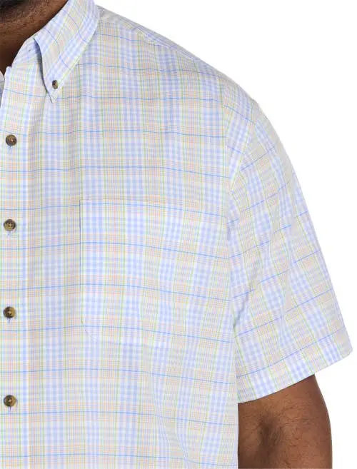 HARBOR BAY BY DXL Big & Tall Easy-care Medium Plaid Sport Shirt V5