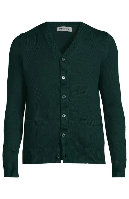 LANDS' END Adult Legacy Varsity Cardigan - Evergreen