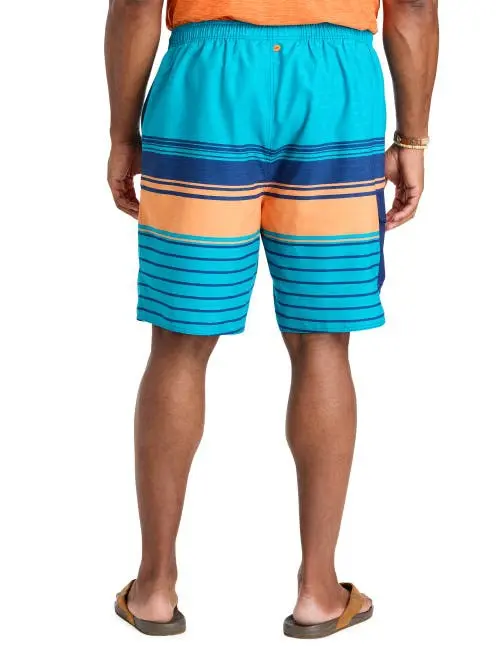 HARBOR BAY BY DXL Big & Tall Striped Printed Board Shorts