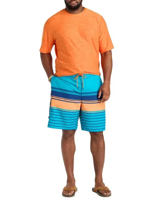 HARBOR BAY BY DXL Big & Tall Striped Printed Board Shorts