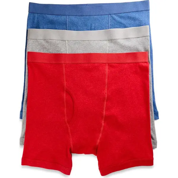 HARBOR BAY BY DXL Big & Tall 3-pk Heathered 4 Inch Boxer Briefs - Tango Red Heather