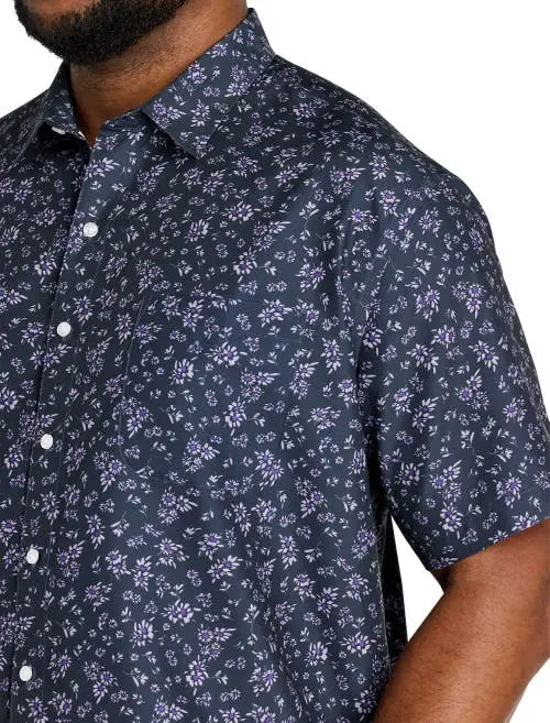 HARBOR BAY BY DXL Big & Tall Microfiber Floral Sport Shirt V2 - Black