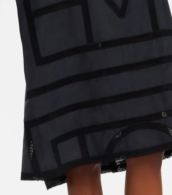 TOTEME Embroidered Silk Midi Dress