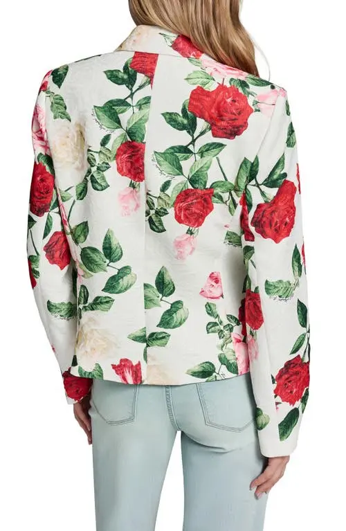 Karl Lagerfeld Paris Rose Print Floral Jacquard Jacket