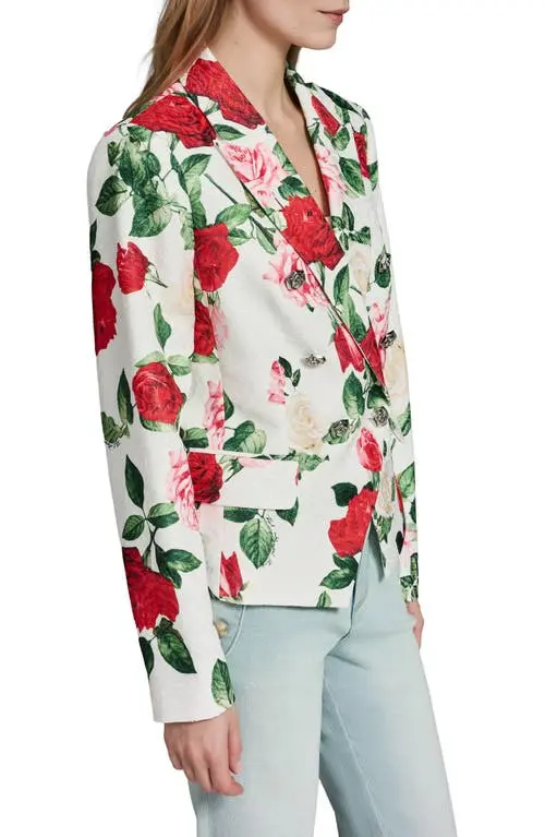 Karl Lagerfeld Paris Rose Print Floral Jacquard Jacket