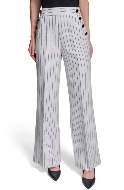 Karl Lagerfeld Paris Sailor Stripe Wide-leg Pants - Soft White/black