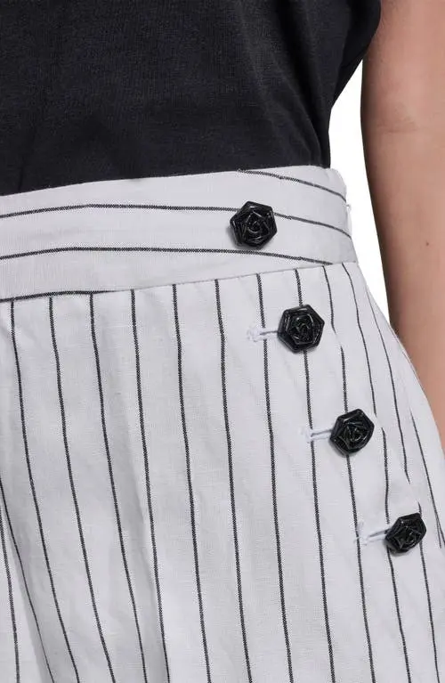 Karl Lagerfeld Paris Sailor Stripe Wide-leg Pants - Soft White/black