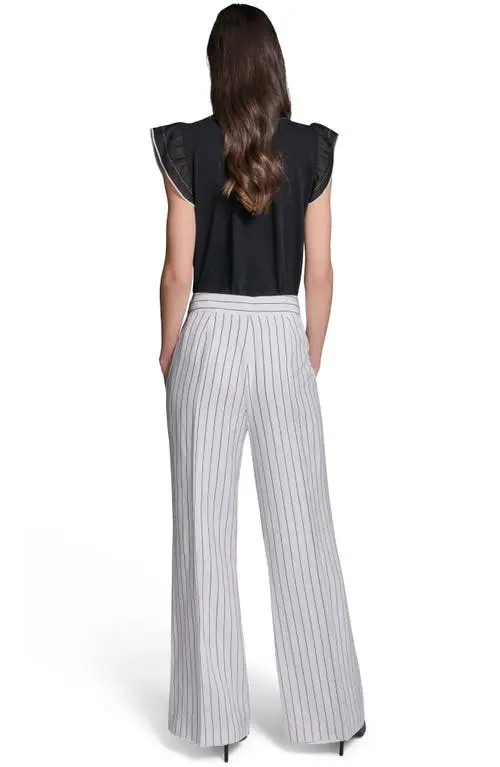Karl Lagerfeld Paris Sailor Stripe Wide-leg Pants - Soft White/black
