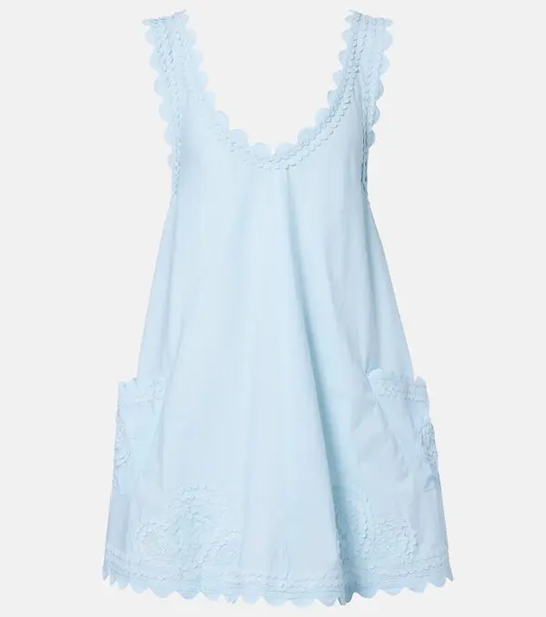 JULIET DUNN Embroidered Cotton Minidress - Blue