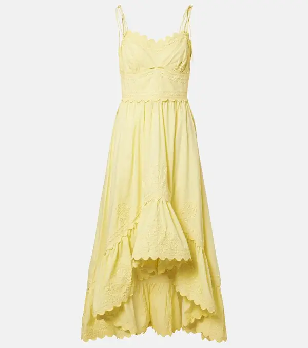 JULIET DUNN Embroidered Cotton Midi Dress
