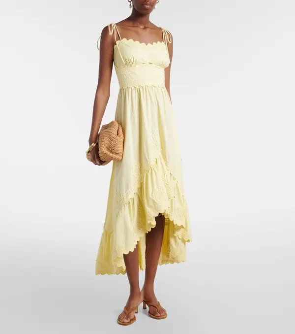 JULIET DUNN Embroidered Cotton Midi Dress
