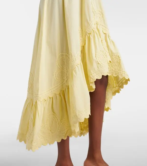 JULIET DUNN Embroidered Cotton Midi Dress