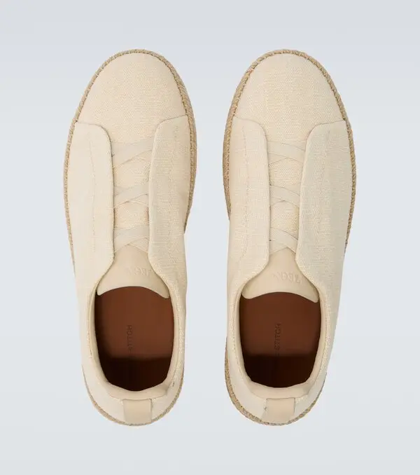 Zegna Triple Stitch Canvas Slip-on Sneakers