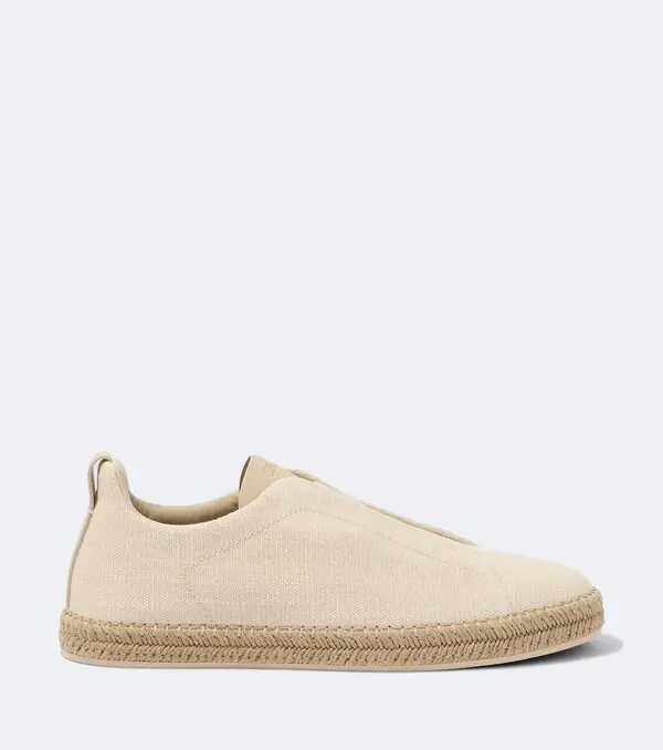 Zegna Triple Stitch Canvas Slip-on Sneakers