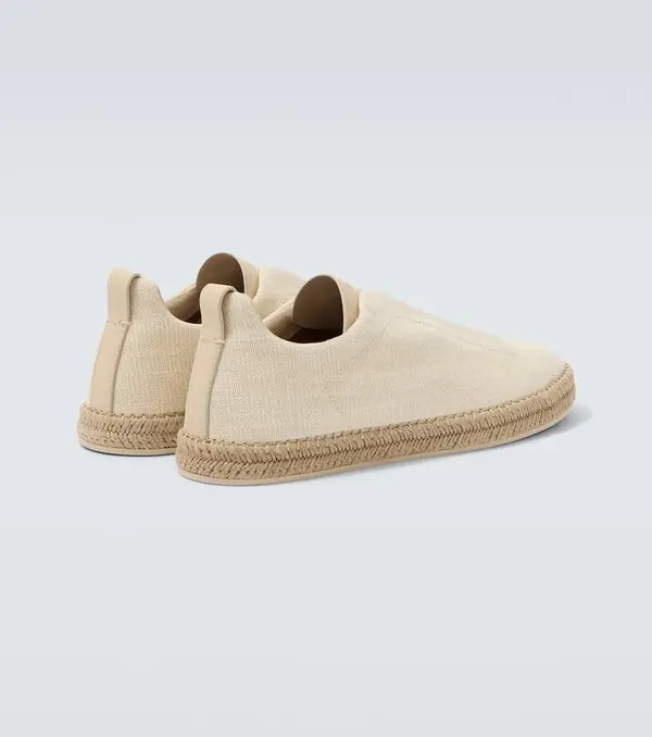 Zegna Triple Stitch Canvas Slip-on Sneakers