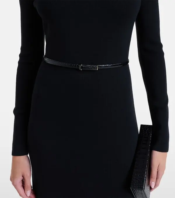 TOM FORD Croc-effect Patent Leather Belt