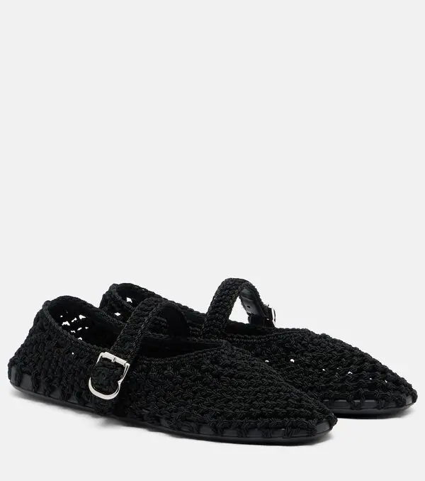 Alaïa Braided Satin Cord Ballet Flats - Black