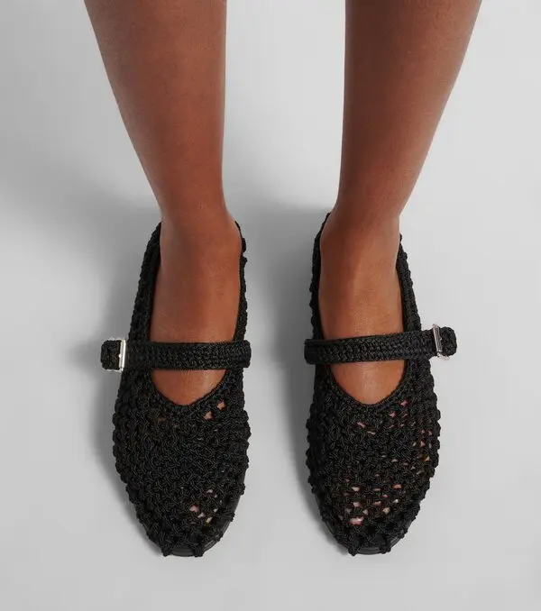 Alaïa Braided Satin Cord Ballet Flats - Black