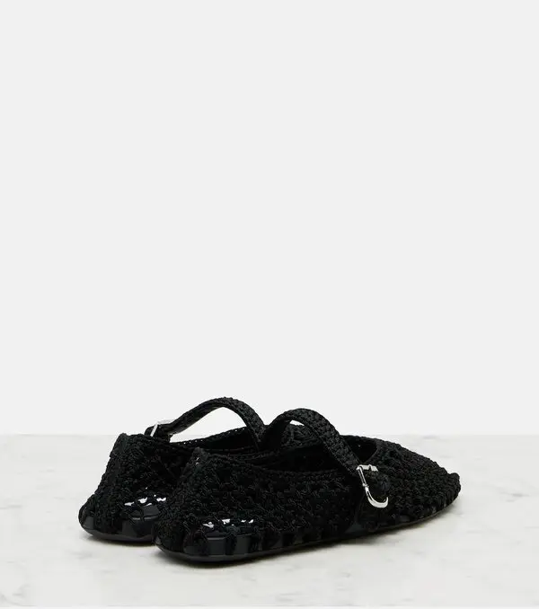 Alaïa Braided Satin Cord Ballet Flats - Black