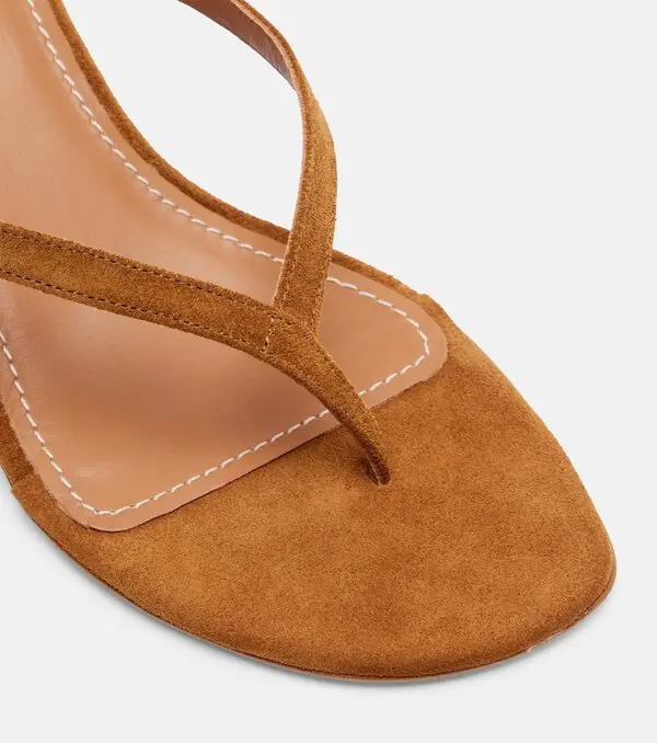 Staud Freja Suede Thong Sandals Tan - Brown