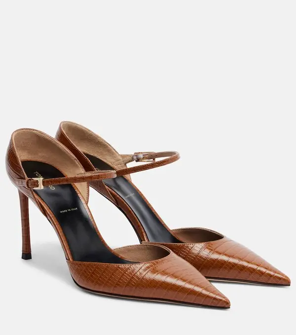 TOM FORD Vertigo Snake-effect Leather Pumps - Brown