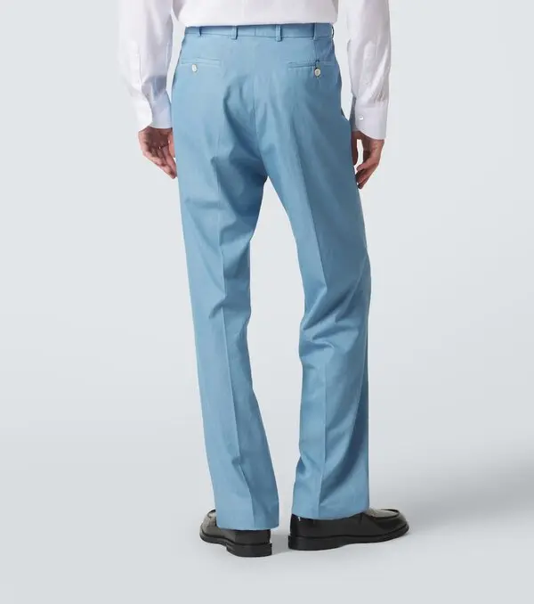 Dunhill Pleated Straight Cotton Suit Pants