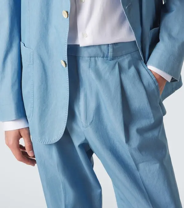 Dunhill Pleated Straight Cotton Suit Pants