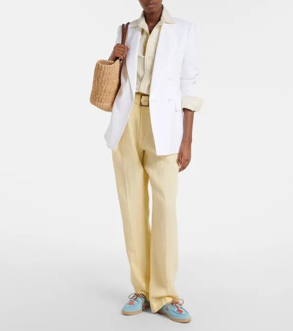 Polo Ralph Lauren Belted Linen Straight Pants