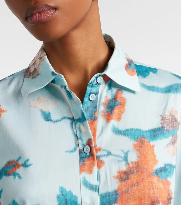Erdem Floral Tiered Cotton Shirt Dress - Multicoloured